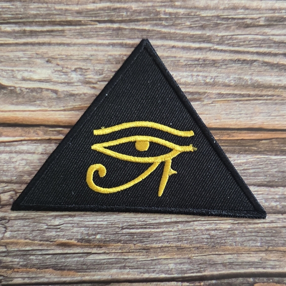 Accessories | Eye Of Horus Black Gold Pyramid Iron On Patch Ancient ...
